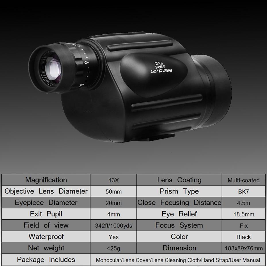 13x50 Zoom Waterproof Monocular – Albenth Optics