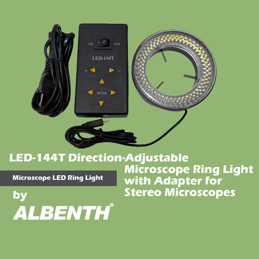 144-LED Direction-Adjustable Microscope Ring Light with Adapter for St ...